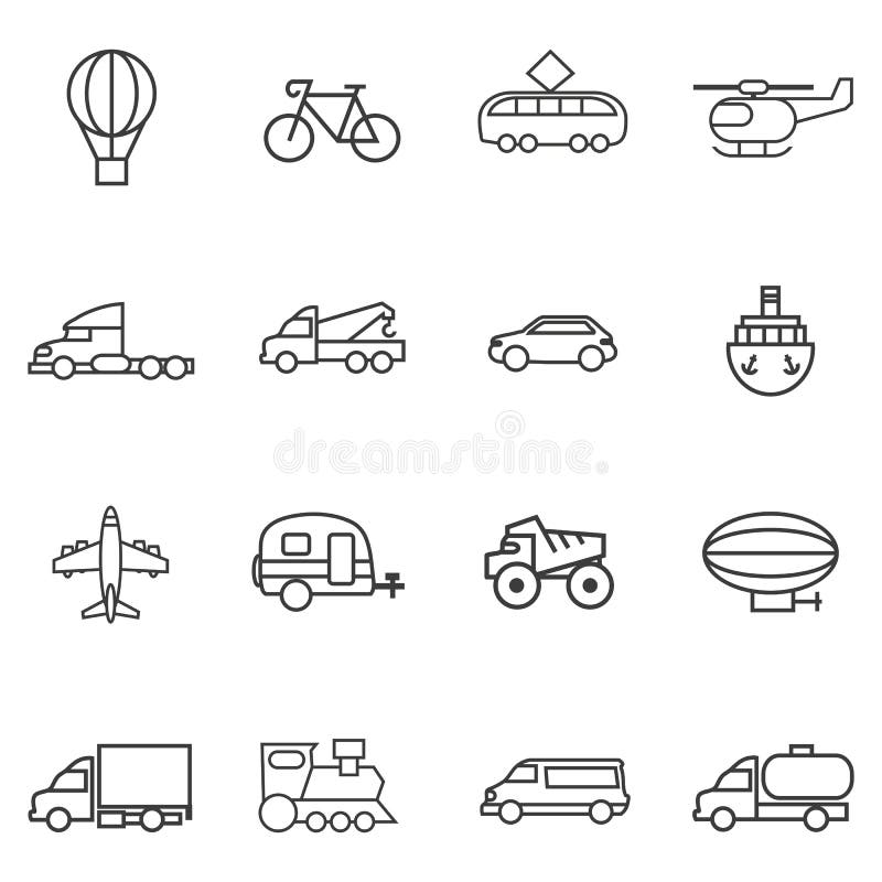 Set Variety of Transport Lines on a White Background Stock Vector ...