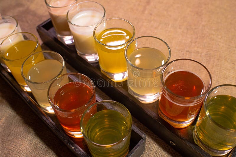 Set of Various Alcoholic Weak Drinks. Stock Photo - Image of splashing ...