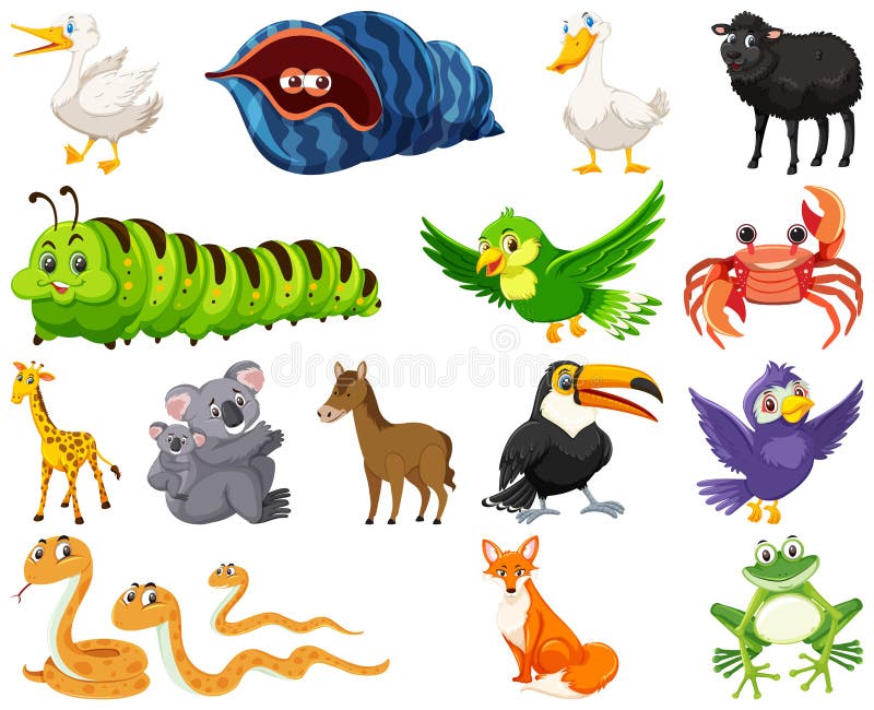 Set of Various Animals Cartoon Stock Vector - Illustration of natural ...