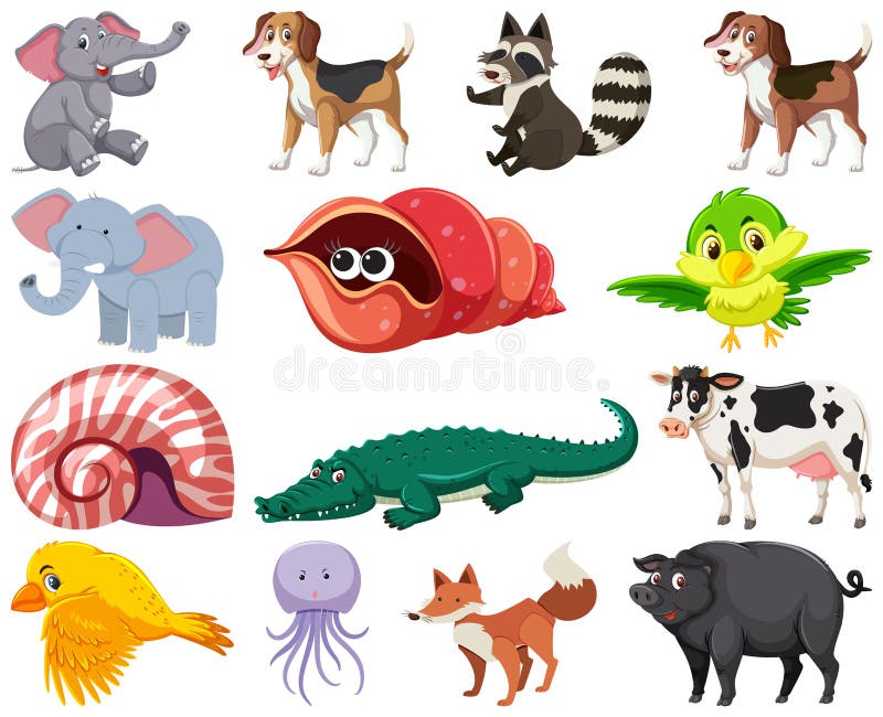 Set of Various Animals Cartoon Stock Vector - Illustration of living ...