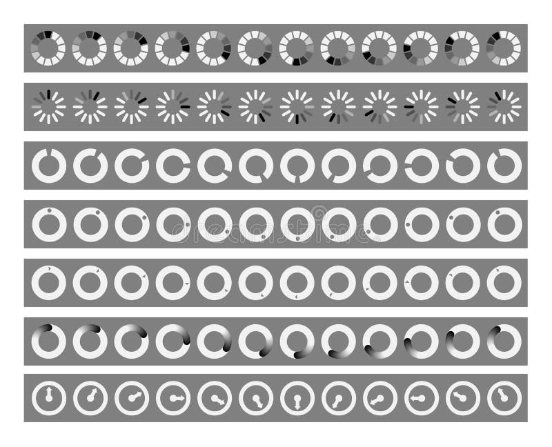Set of Various Animated Loading Icon Phases Stock Illustration ...