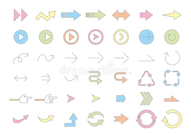 Set of Various Arrow Illustrations Stock Vector - Illustration of light ...