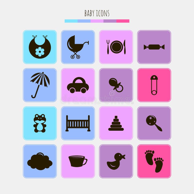 Set of various baby icons stock vector. Illustration of childish - 39656783