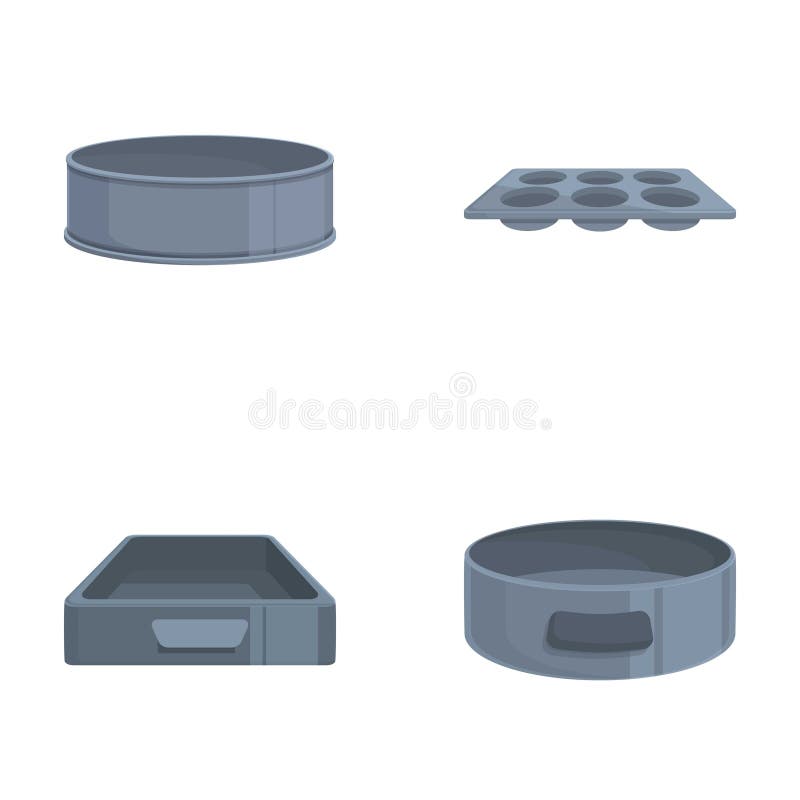 Set of Various Baking Pans Icons Stock Vector - Illustration of flat ...