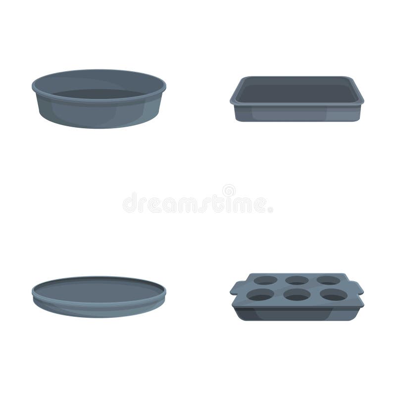 Set of Various Baking Trays and Pans Icons Stock Vector - Illustration ...