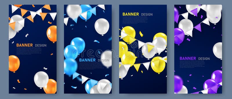Set of Various Banner Designs with Beautiful Balloons Vector ...