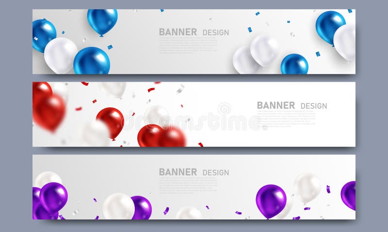 Set of Various Banner Designs with Beautiful Balloons Vector ...