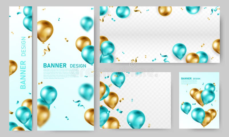 Set of Various Banner Designs with Beautiful Balloons Vector ...