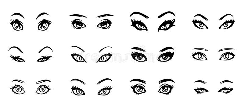 Types Of Woman Eyes Eye Shapes Illustrations 12 Woman Eyes, Eyebrows,