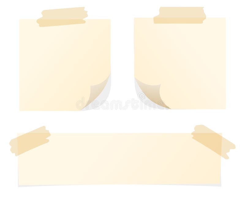 Set of Various Beige Note Papers Stock Vector - Illustration of tape ...