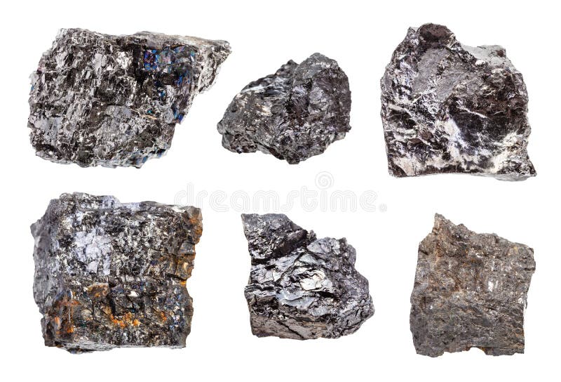 Set of Various Bituminous Coal Black Coal Rocks Stock Photo - Image of ...