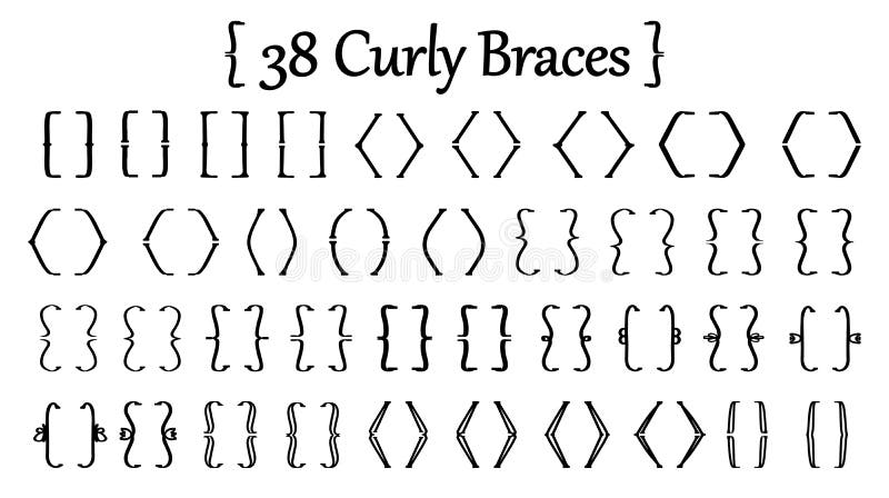 Black Curly Braces Set Vector Illustration Isolated on White Background ...