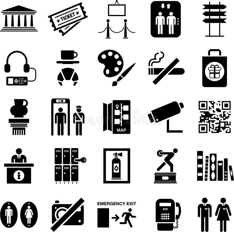 Travel and Sightseeing Icons Stock Vector - Illustration of museum ...