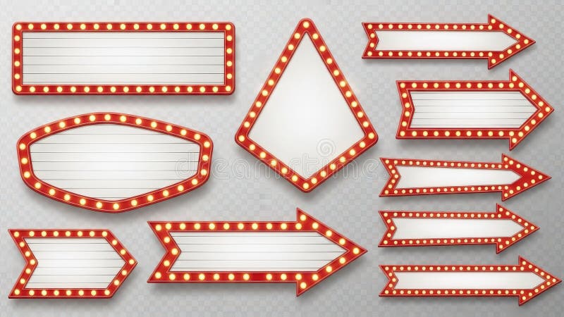Bulbs Red Marquee Signs Stock Illustrations – 101 Bulbs Red Marquee ...