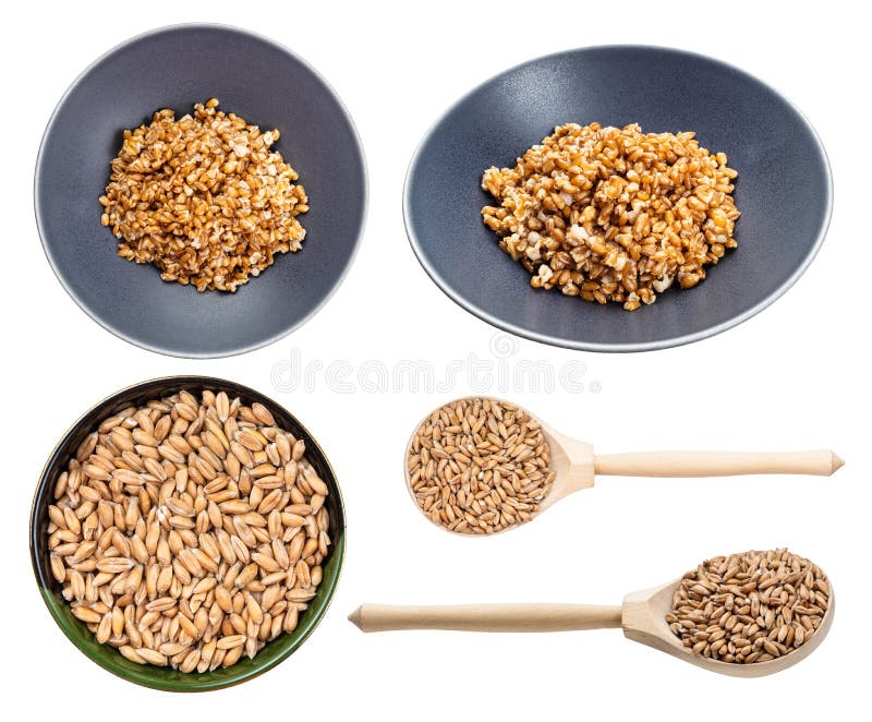 Set of Various Wheat Grains in Bowls with Names Stock Photo - Image of ...