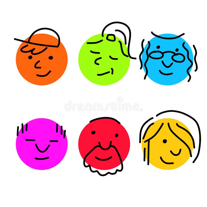 Set of Various Bright Basic Geometric Figures with Face Emotions. Stock ...