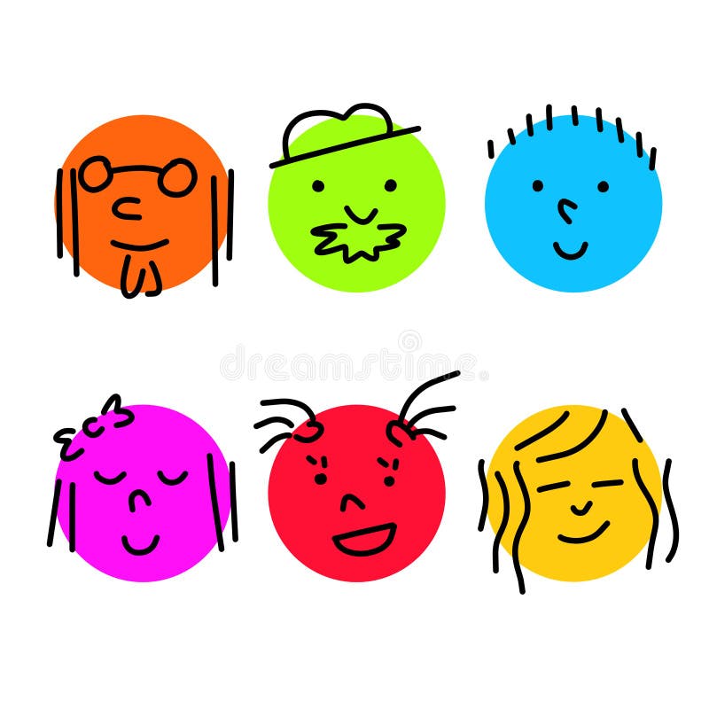 Set of Various Bright Basic Geometric Figures with Face Emotions. Stock ...