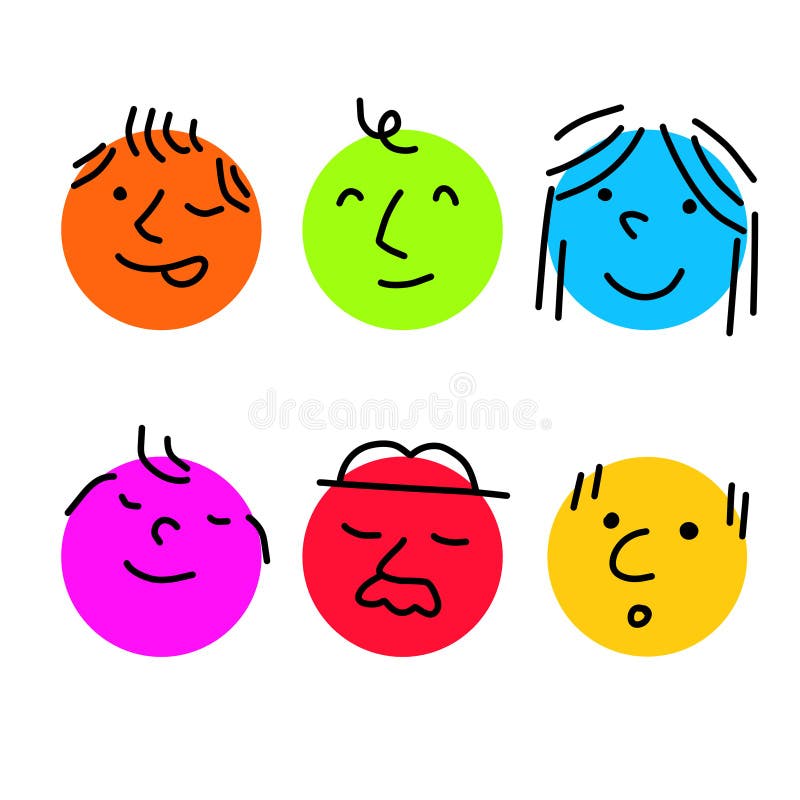 Set of Various Bright Basic Geometric Figures with Face Emotions. Stock ...