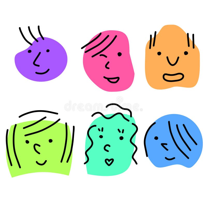 Set of Various Bright Basic Geometric Figures with Face Emotions. Stock ...