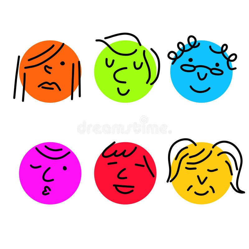 Set of Various Bright Basic Geometric Figures with Face Emotions. Stock ...