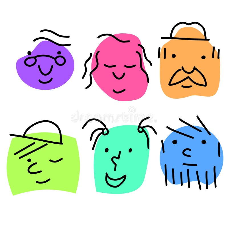 Set of Various Bright Basic Geometric Figures with Face Emotions. Stock ...