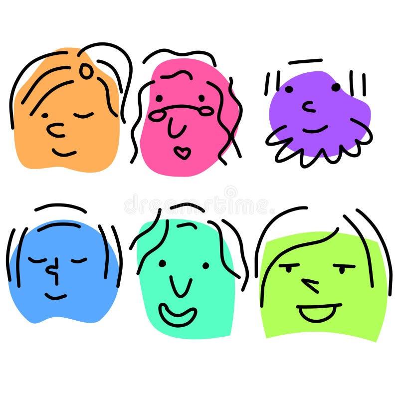 Set of Various Bright Basic Geometric Figures with Face Emotions. Stock ...