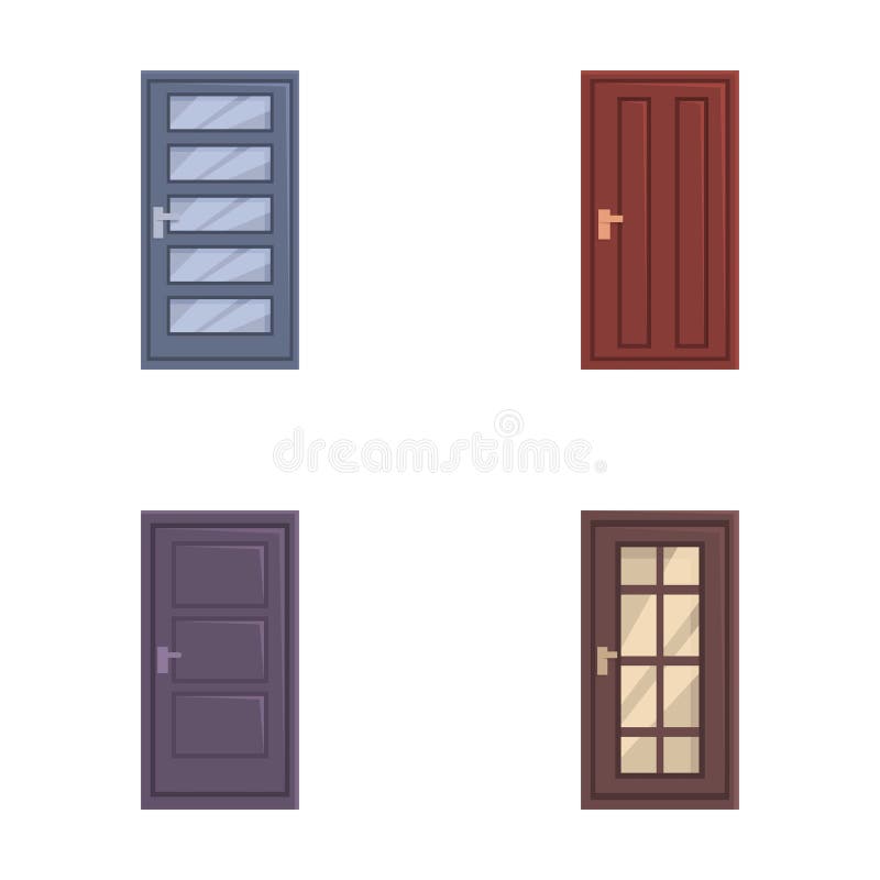 Set of Various Cartoon Doors Isolated on White Stock Vector ...