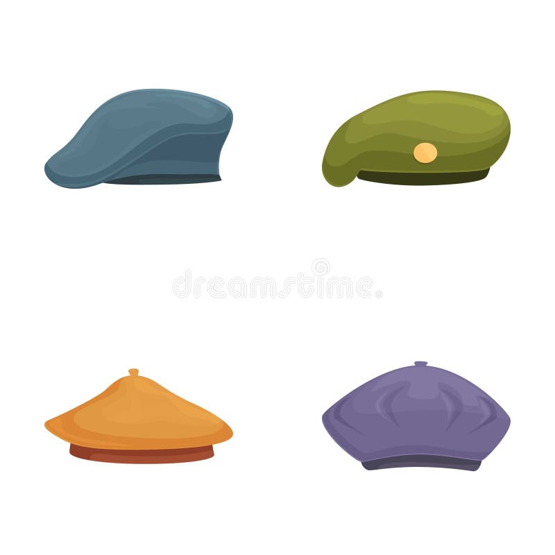 Set of Various Cartoon Flat Caps Stock Vector - Illustration of ...
