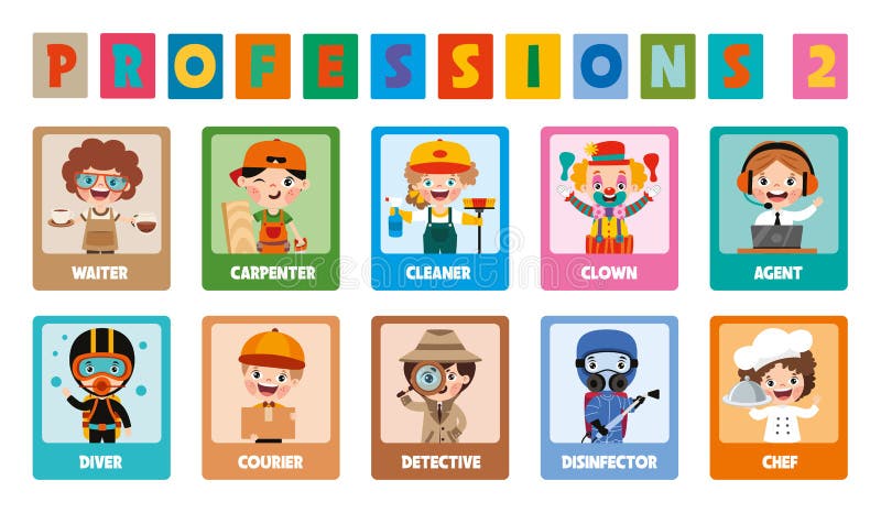 Set of Various Cartoon Professions Stock Vector - Illustration of ...