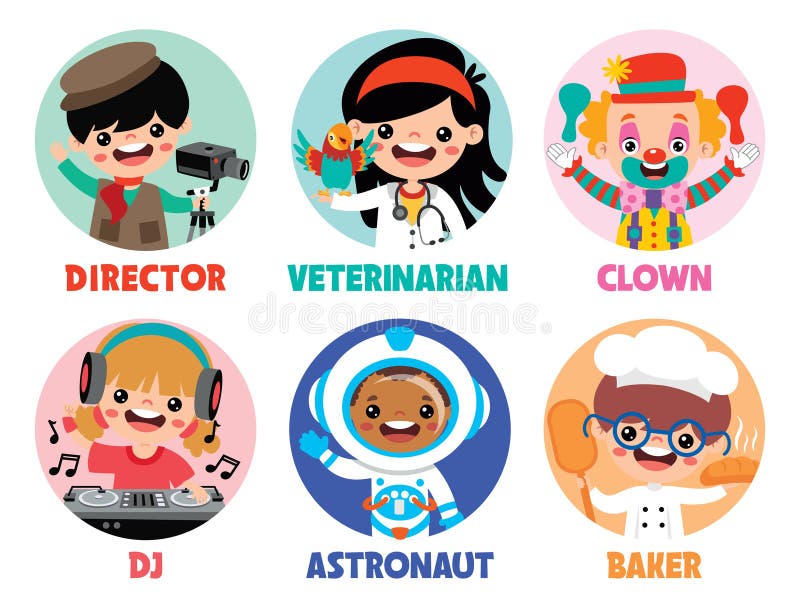 Set of Various Cartoon Professions Stock Illustration - Illustration of ...