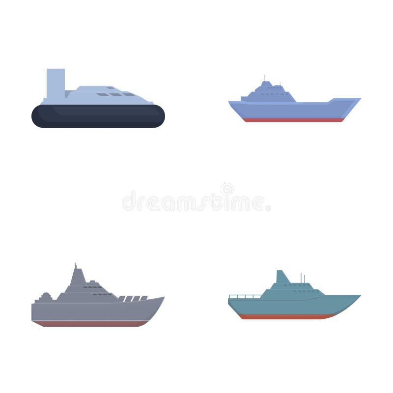 Set of Various Cartoon Ships and Vessels Stock Vector - Illustration of ...