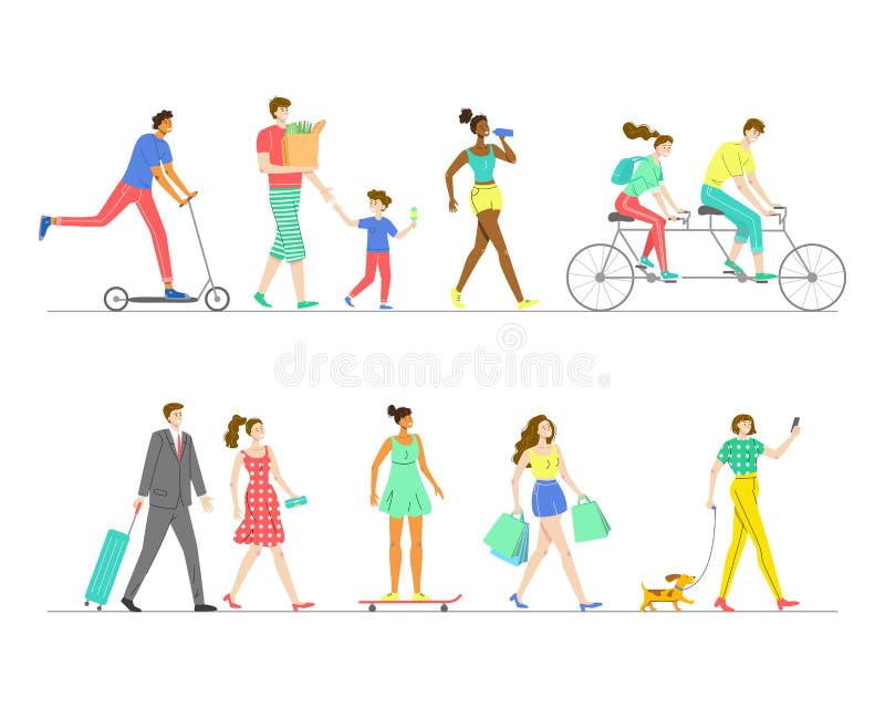 Set of Various Characters in Different Situations Stock Vector ...