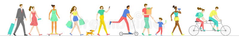 Set of Various Characters in Different Situations Stock Illustration ...