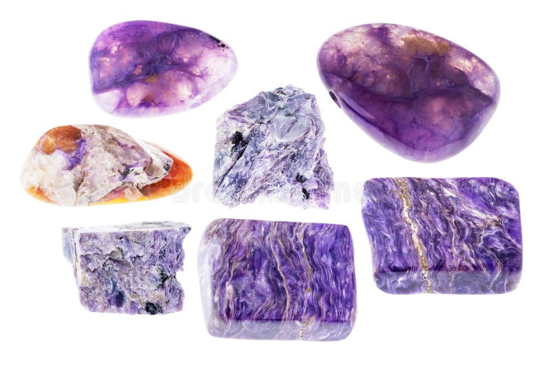 Rough Charoite Charoitite Stone on White Stock Image - Image of mineral ...