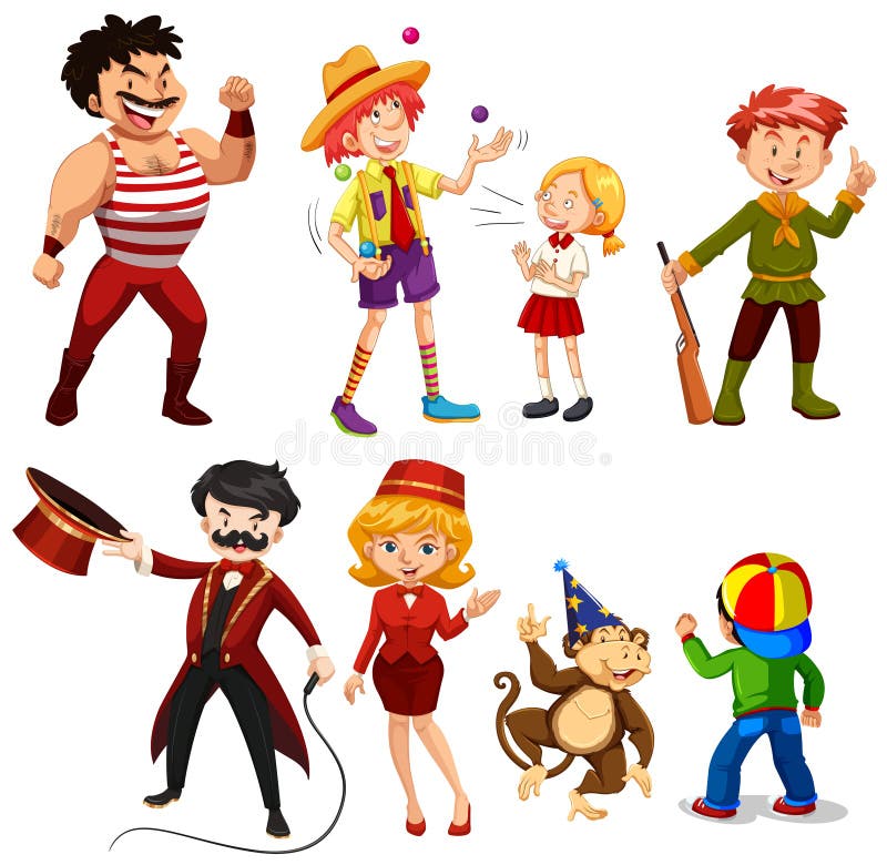 Set of Various Circus Performers Stock Vector - Illustration of magic ...