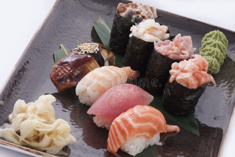 Set of Various Classic Sushi Stock Image - Image of background, avocado ...