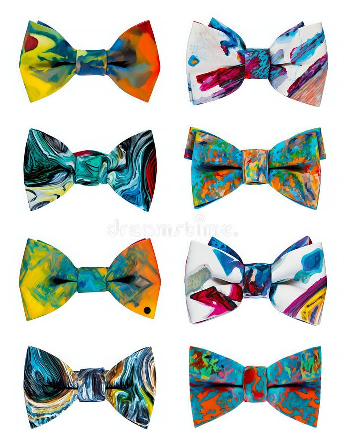 A Set of Various Colorful Abstract Expressionism Style Bow Tie Designs ...