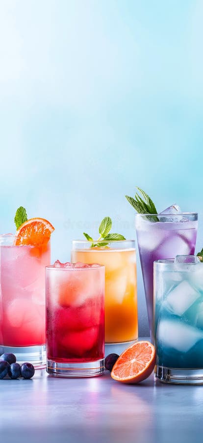 Set of Various Colorful Cocktails. Cocktail Bar Banner Stock ...