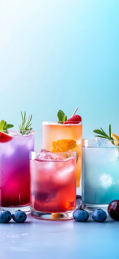 Set of Various Colorful Cocktails. Cocktail Bar Banner Stock ...