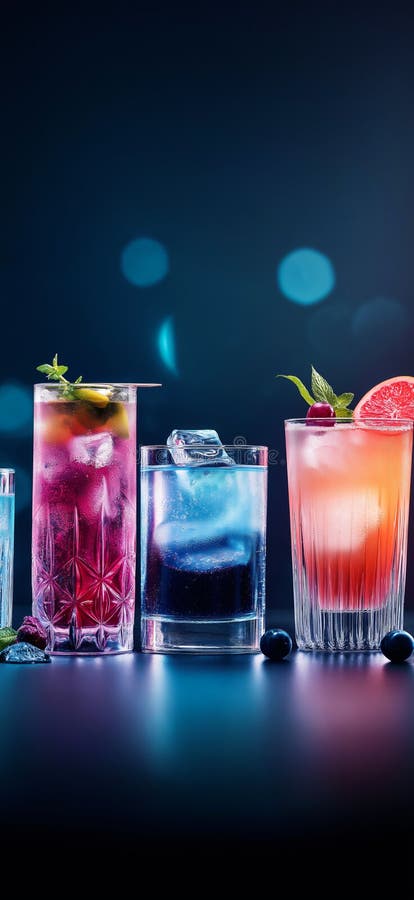Set of Various Colorful Cocktails. Cocktail Bar Banner Stock ...