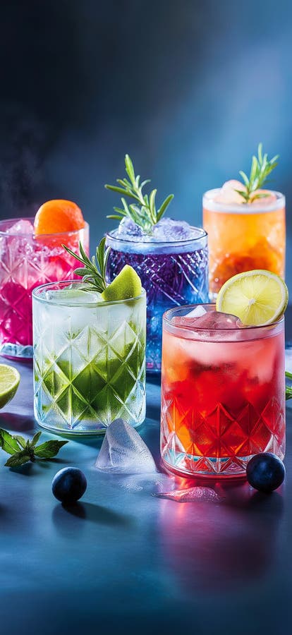 Set of Various Colorful Cocktails. Cocktail Bar Banner Stock ...