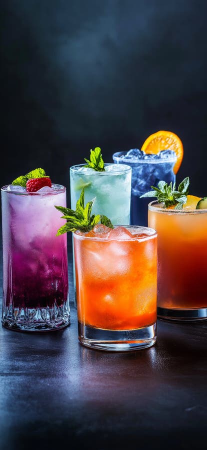 Set of Various Colorful Cocktails. Cocktail Bar Banner Stock ...