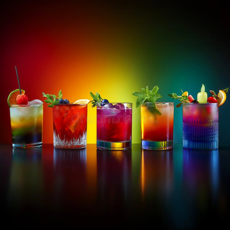 Set of Various Colorful Cocktails. Cocktail Bar Banner Stock ...