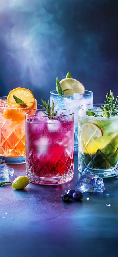 Set of Various Colorful Cocktails. Cocktail Bar Banner Stock ...