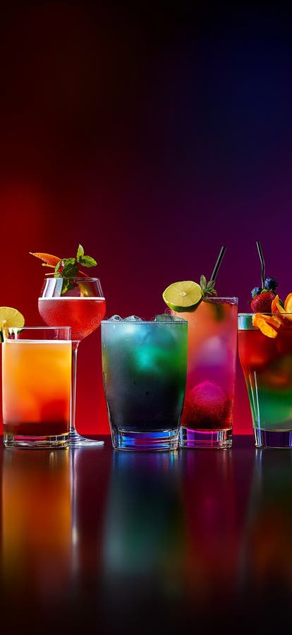 Set of Various Colorful Cocktails. Cocktail Bar Banner Stock ...