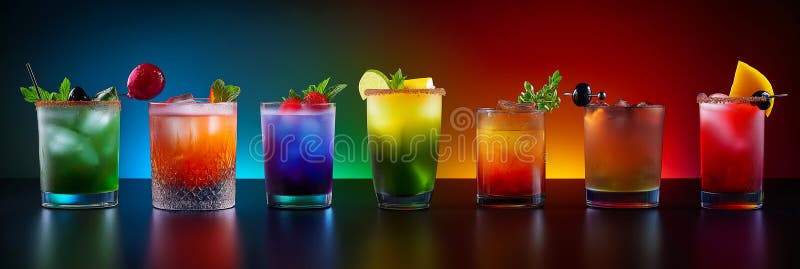 Set of Various Colorful Cocktails. Cocktail Bar Banner Stock ...