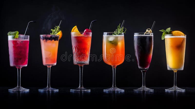 Set of Various Colorful Cocktails. Cocktail Bar Banner Stock ...