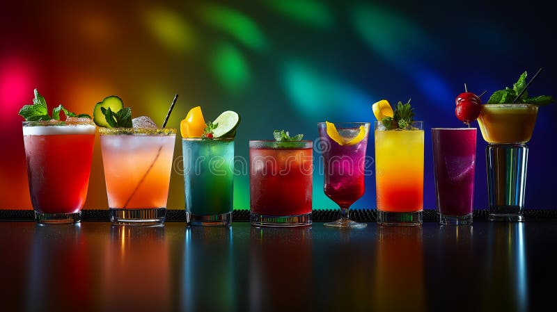 Set of Various Colorful Cocktails. Cocktail Bar Banner Stock ...