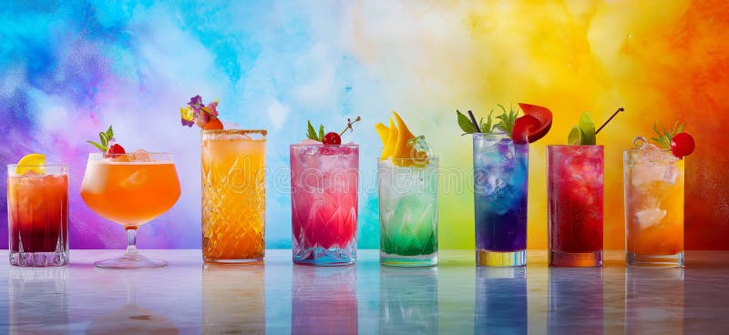Set of Various Colorful Cocktails. Cocktail Bar Banner Stock ...