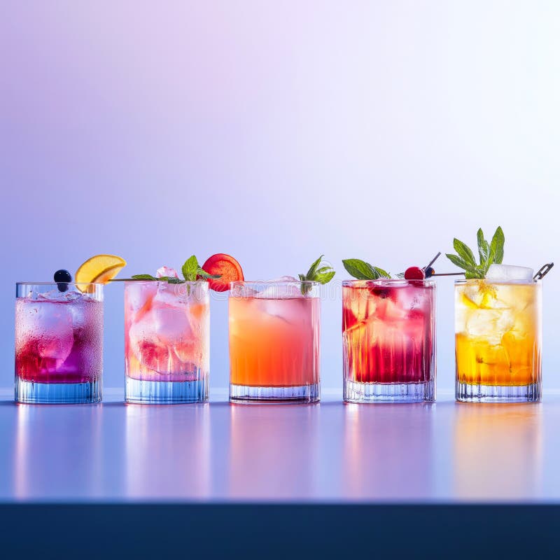 Set of Various Colorful Cocktails. Cocktail Bar Banner Stock ...